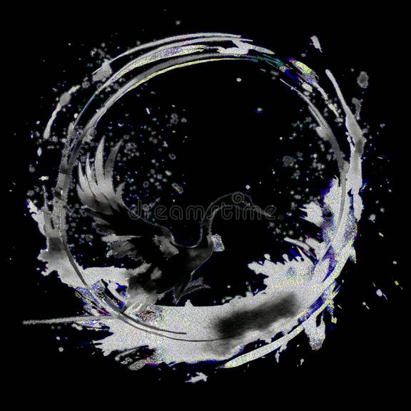 Enso Serenity a Stylized Bird in Motion within an Abstract Circle ...