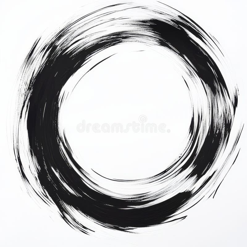 Enso Zen Circle Made with Black Ink on White Stock Photo - Image of ...