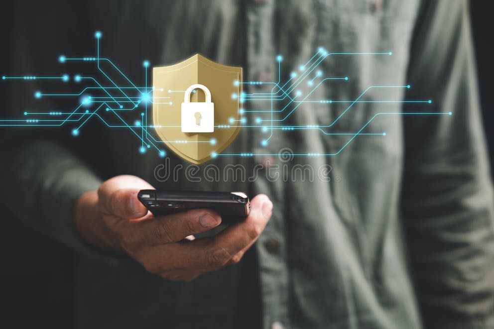Ensure Mobile Privacy and Security with a Cybersecurity Concept Stock Image - Image of screen ...