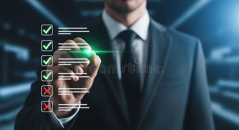 Ensure Quality Control with Checklist Completion by Businessman ...