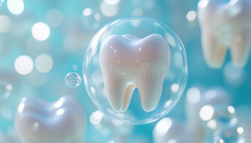 Ensuring Dental Health with Tooth in a Bubble Stock Image - Image of ...