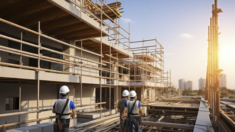 Ensuring Quality through Construction Site Supervision. Generative AI Stock Illustration ...