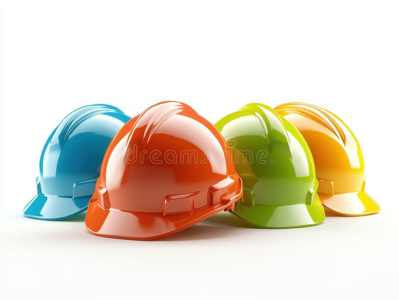 Ensuring Workplace Safety, Three Hard Hats Symbolizing Protection and ...