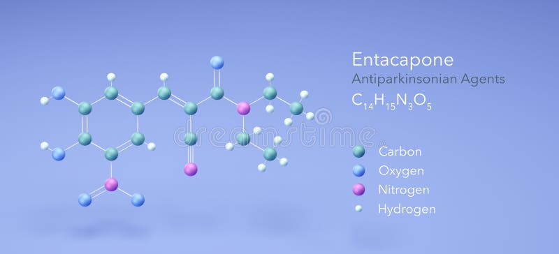 Entacapone Molecule, Molecular Structures, Antiparkinsonian Agents, 3d ...