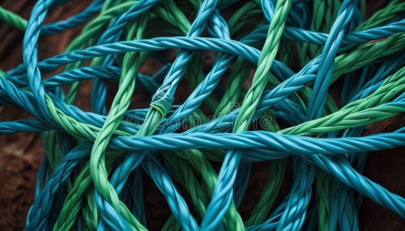 Entangled Blue and Green Cables Stock Image - Image of synthetic, wires ...