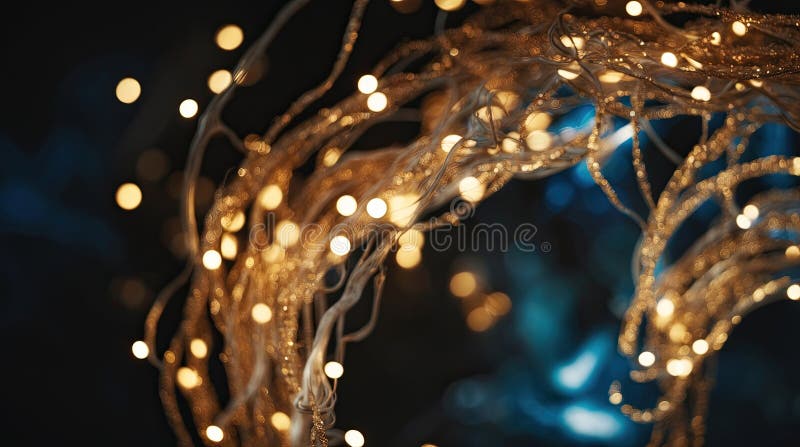 Entangled Fairy Lights with Dark Background Stock Photo - Image of ...