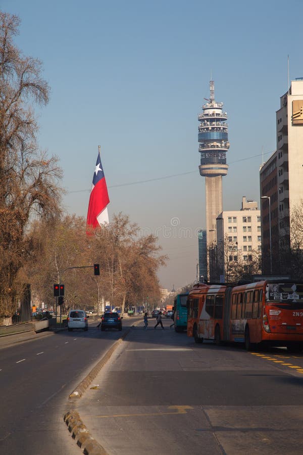 Entel Communications Tower Downtown Santiago De Chile Stock Photos ...