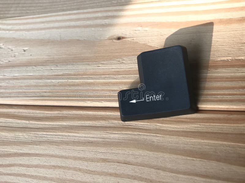 Enter Black Button from Computer Keyboard Put on Natural Rubber Wood ...