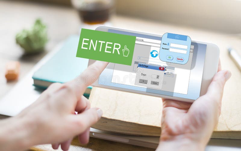 Enter Button Display Identification Operating Concept Stock Photo ...