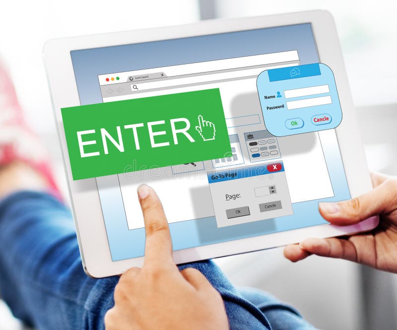 Enter Button Display Identification Operating Concept Stock Photo ...