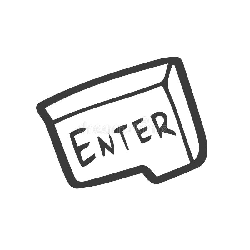 Enter Button Doodle Hand Drawn Sketch Style Illustration Icon Stock ...