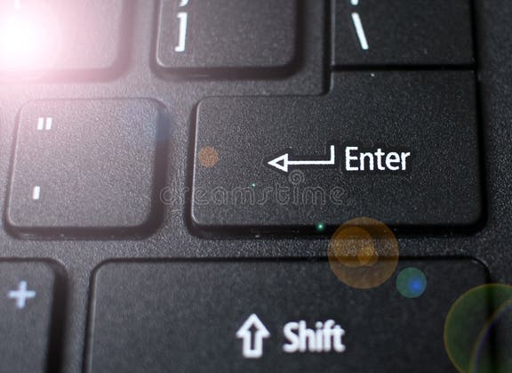 Enter Button on Laptop Keyboard. Enter Keyboard Key Button on a Computer. Close Up of Enter Key ...
