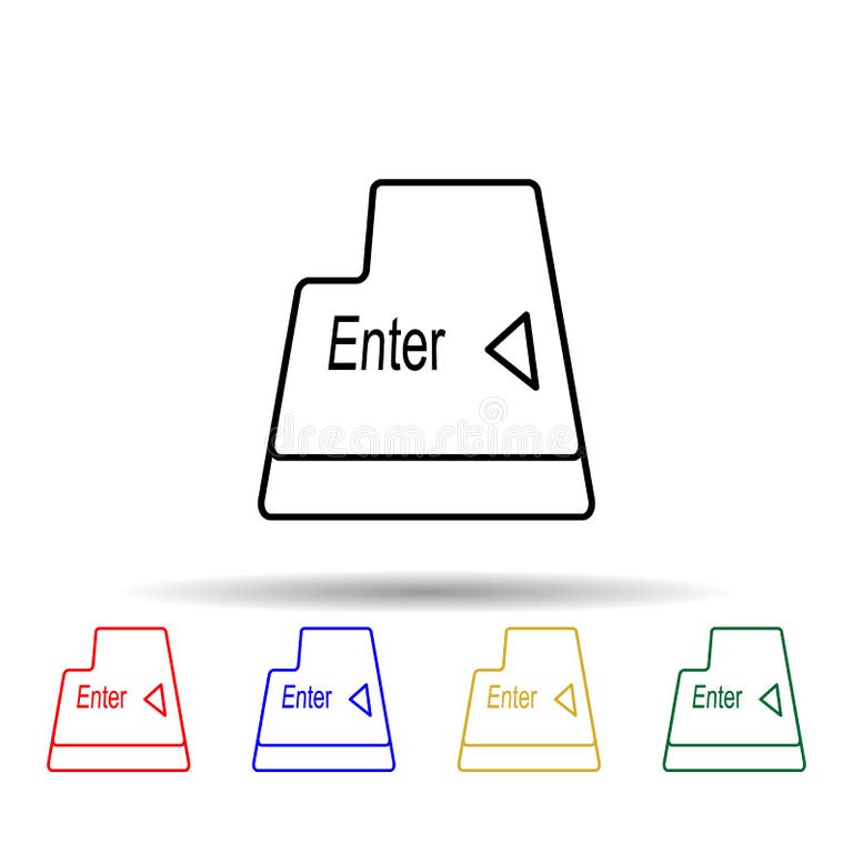 Enter Button Multi Color Style Icon. Simple Thin Line, Outline Vector of Computer Parts Icons ...