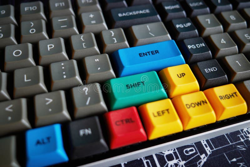 Enter Button on Vintage Keyboard Backdrop Stock Photo - Image of coder ...