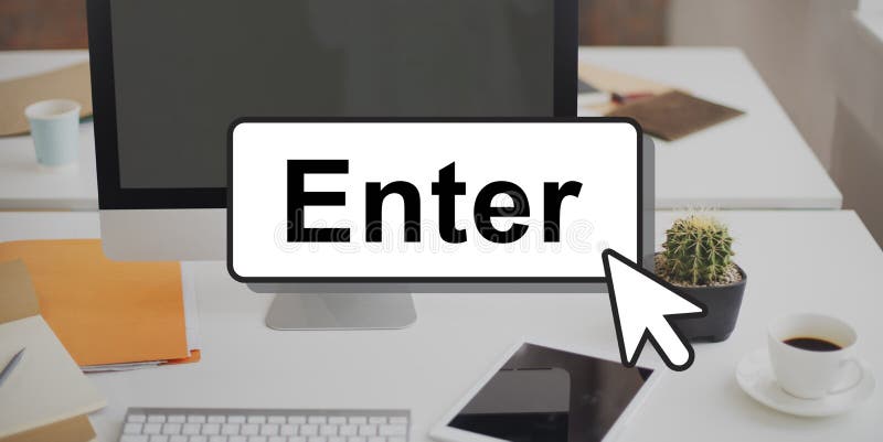 Enter Click Open Load Page Concept Stock Photo - Image of computer ...