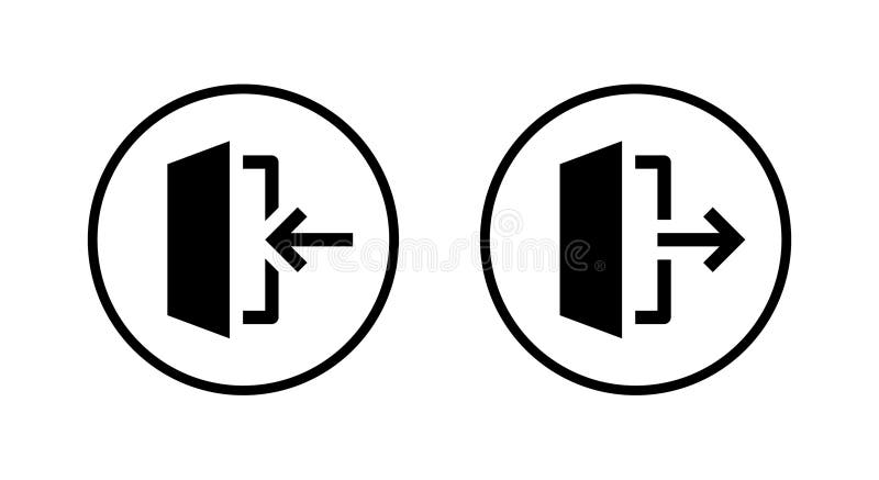 Enter and Exit Door Icon in Circular Outline. Entry and Leave Symbol ...