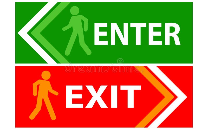 Enter and Exit Sign for Public Awareness Stock Illustration ...