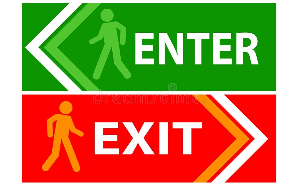 Enter and Exit Sign for Public Awareness Stock Illustration ...