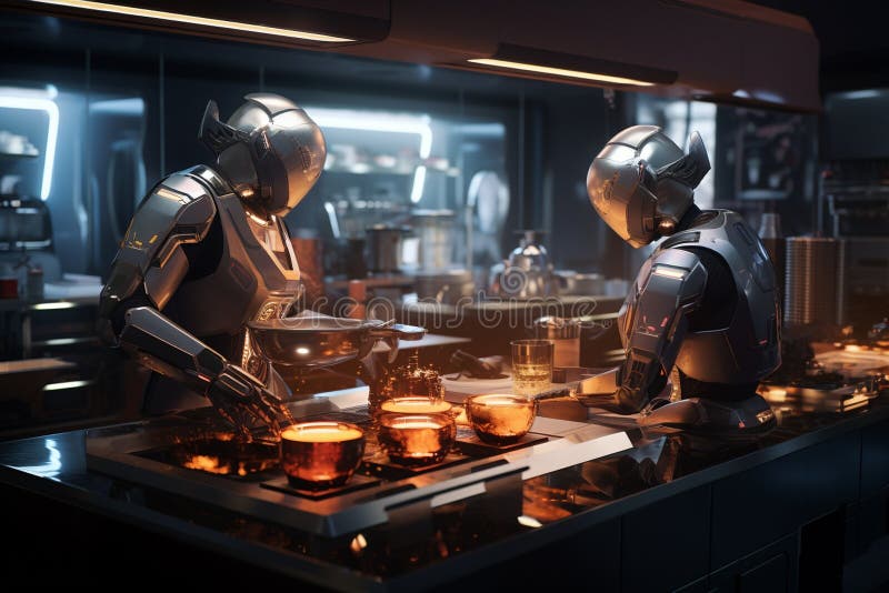 Enter a Futuristic Kitchen Where Robot Chefs Stock Illustration ...