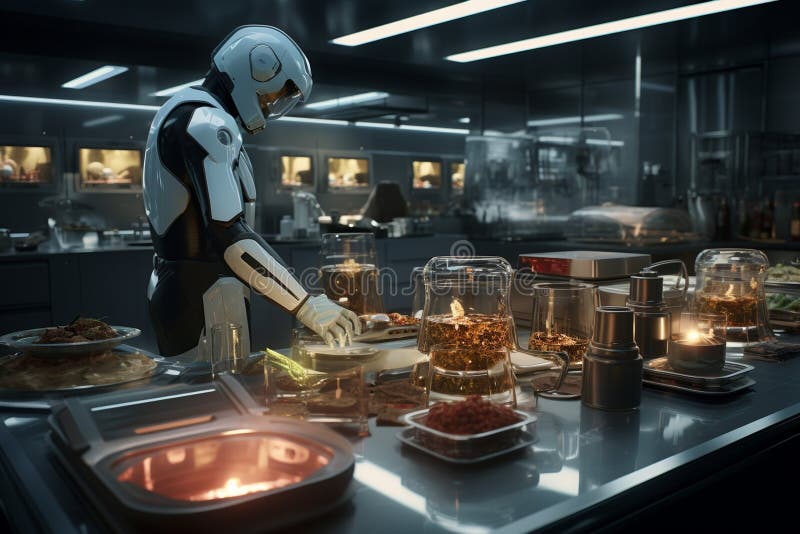 Enter a Futuristic Kitchen Where Robot Chefs Stock Illustration ...
