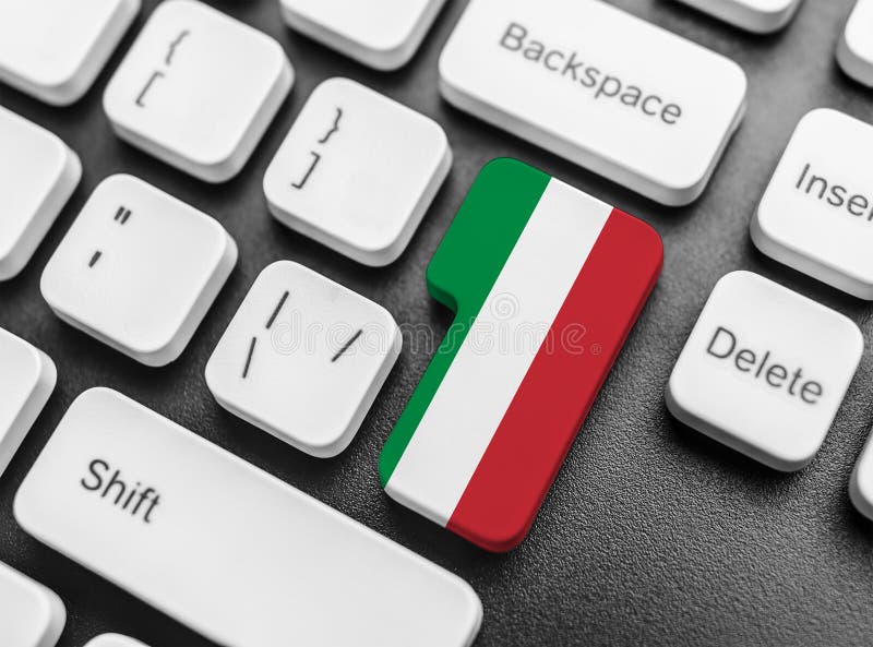 Enter Key Button with Flag of Italy. Stock Photo - Image of concept ...