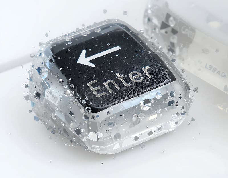 Enter Key 3d Render Shattering Water Effect Stock Illustration ...