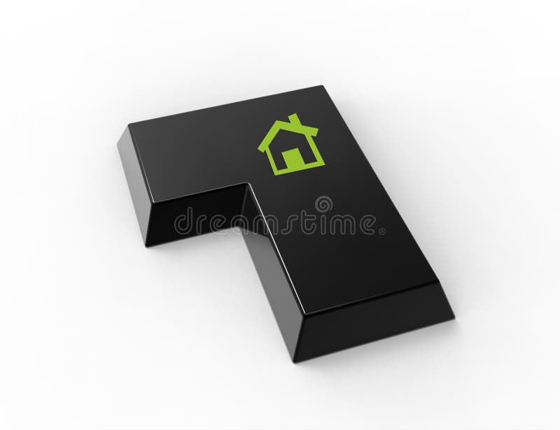 Enter Key with House Symbol Stock Illustration - Illustration of object ...