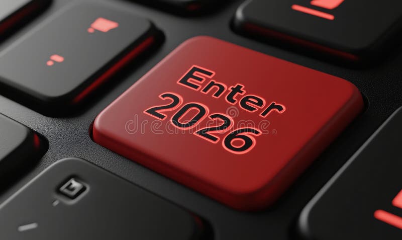 Enter 2026 Key on Modern Keyboard with Red Highlight and Sleek Design ...