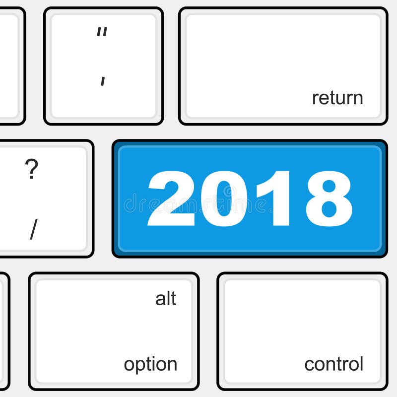 Enter Key with Number 2018. Vector Illustration Stock Illustration ...