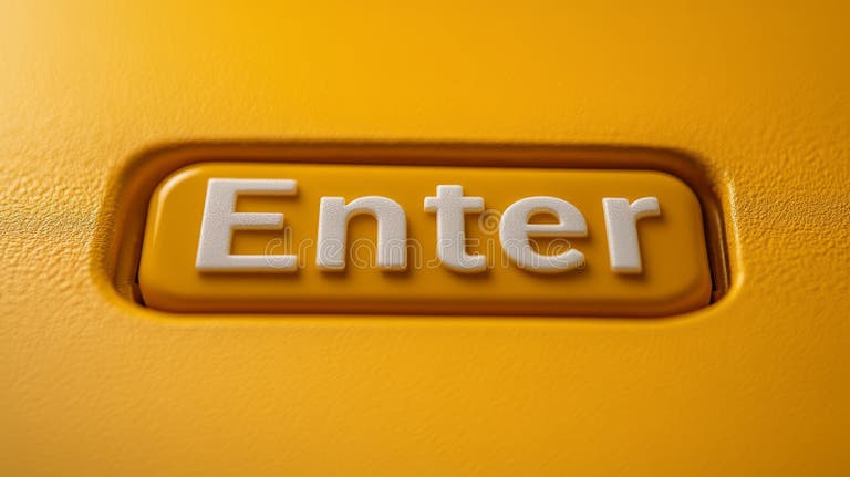 Enter Key on a Yellow Keyboard Close-up. Stock Image - Image of macro ...