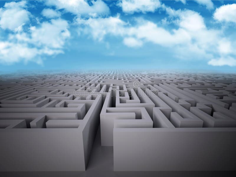 Labyrinth Structure in Perspective View with Arrow Direction Stock ...