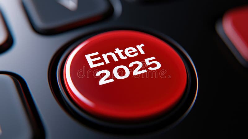 Enter 2025 on Red Keyboard Button, Symbolizing New Beginning Stock ...