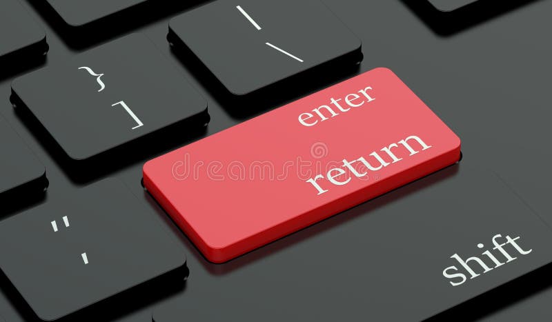 Enter Return, Red Hot Key on Keyboard Stock Illustration - Illustration ...