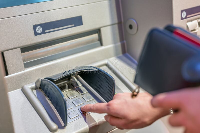 Enter the Secret Number at an ATM Stock Image - Image of privacy ...