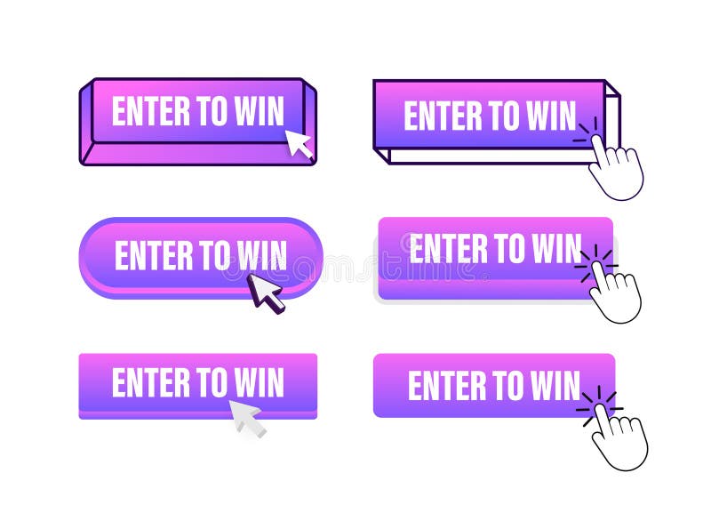 Enter To Win Button with Pointer Clicking. Enter To Win Web Buttons Set. User Interface Element ...