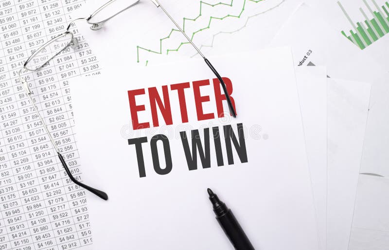 Enter To Win . Conceptual Background with Chart ,papers, Pen and ...