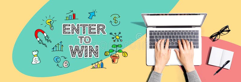 Enter To Win with Person Using a Laptop Stock Photo - Image of entry ...