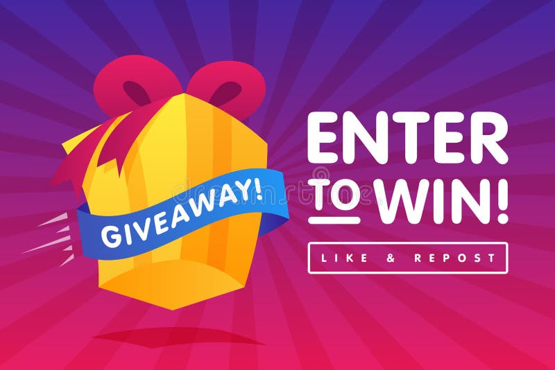 Enter To Win Prizes Gift Box. Cartoon Origami Style Illustration Stock ...