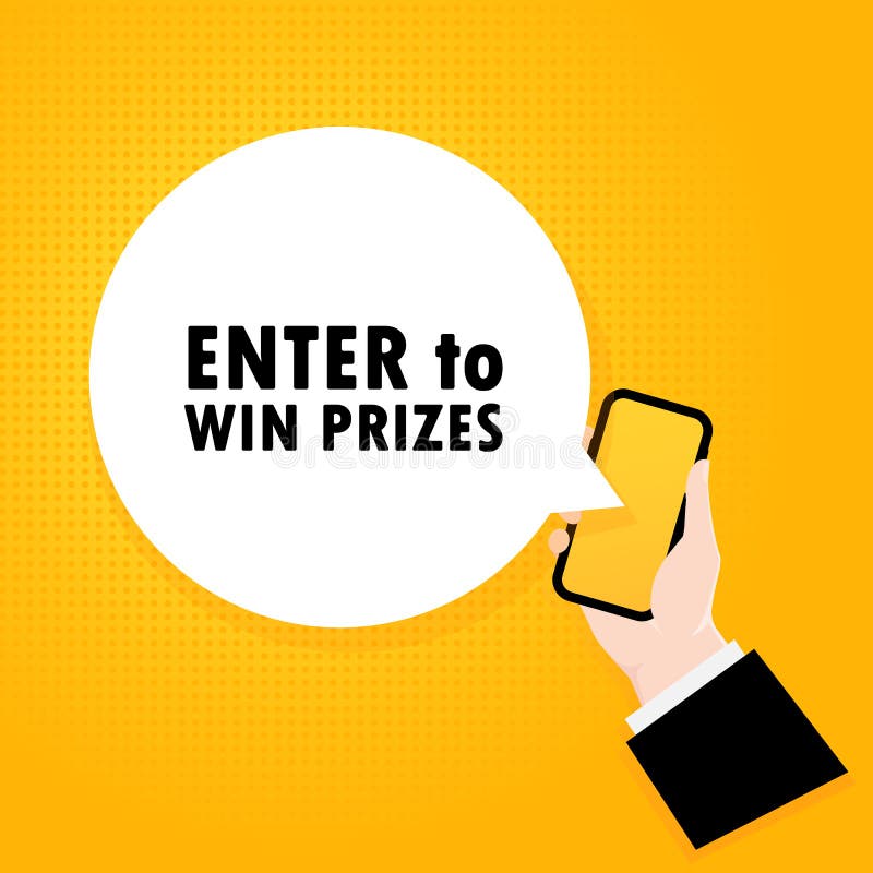 Enter To Win Prizes. Smartphone with a Bubble Text. Poster with Text ...