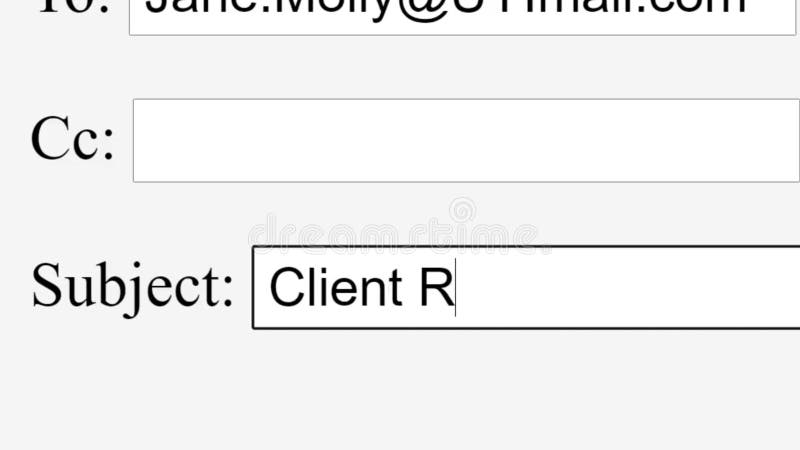 Entering Email Subject Topic Client Request in Online Box. Send Work ...