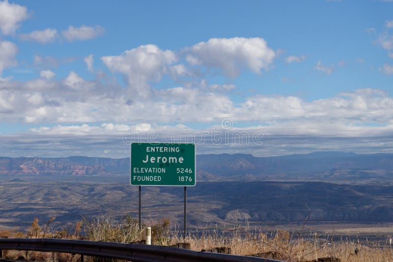 Entering Jerome Sign with Elevation 5246 and Founded 1876. Stock Image ...