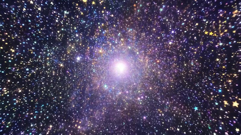 Entering Nebula during Flight in Space, Flying through the Colorful ...