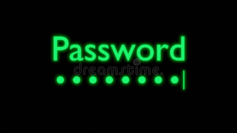 Entering Password on Computer. Green Inscription and 8 Digit Parole. 3d ...