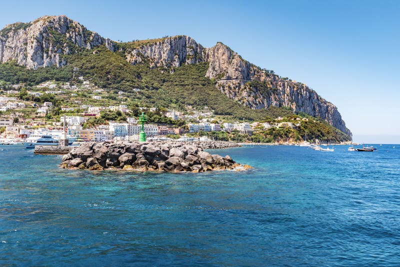 Capri with the Famous Town in the Background Stock Photo - Image of ...