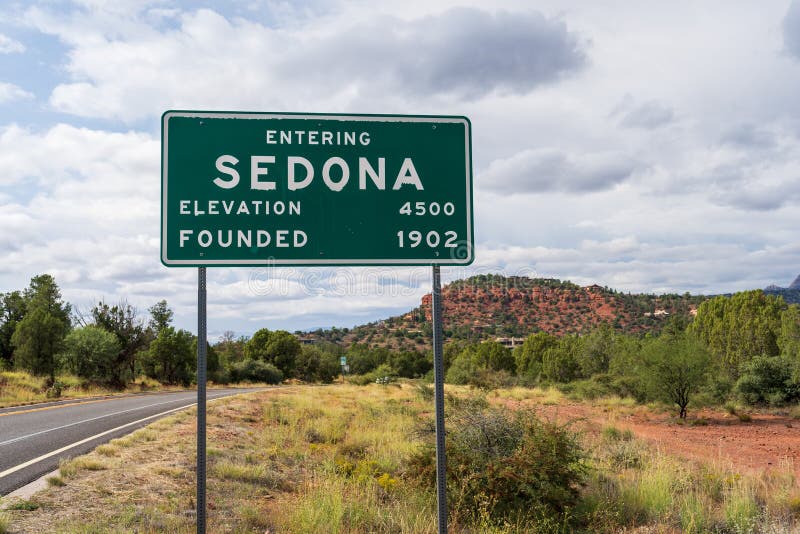 Entering Sedona Elevation 4500 and Founded 1902 Stock Photo - Image of ...