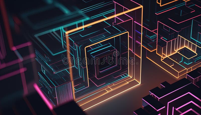 Virtual Reality Neon Room Second World Metaverse Created with ...