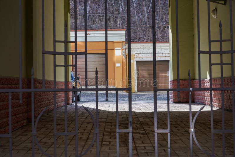 Entering the Yard is Closed Metal Openwork Gate Stock Image - Image of ...