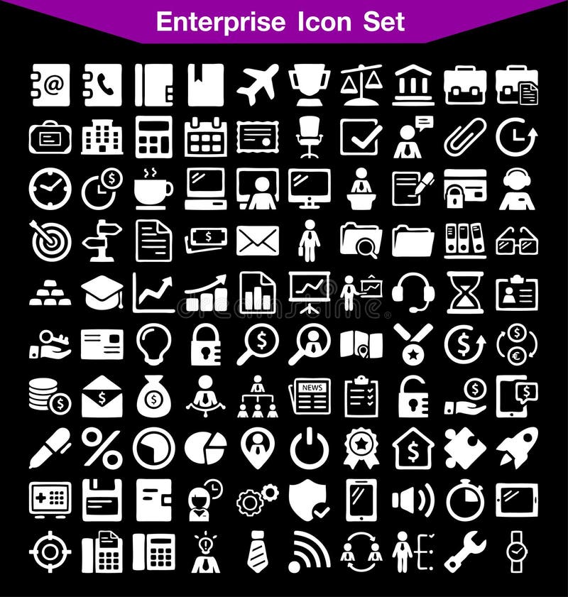 Enterprise icon set stock illustration. Illustration of business - 64697553