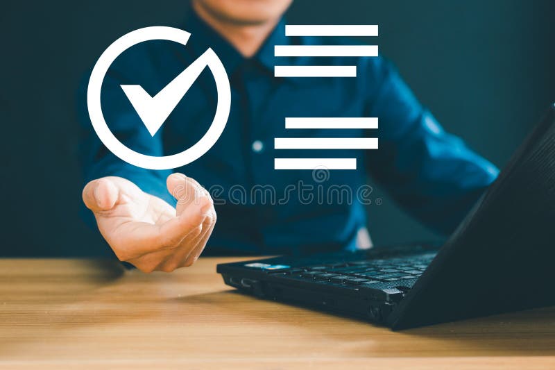 Enterprise Performance Checklist. Men Use Computers To Do Online ...