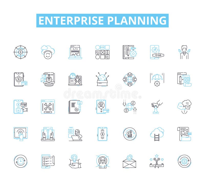 Enterprise Planning Linear Icons Set. Strategy, Budgeting, Forecasting ...